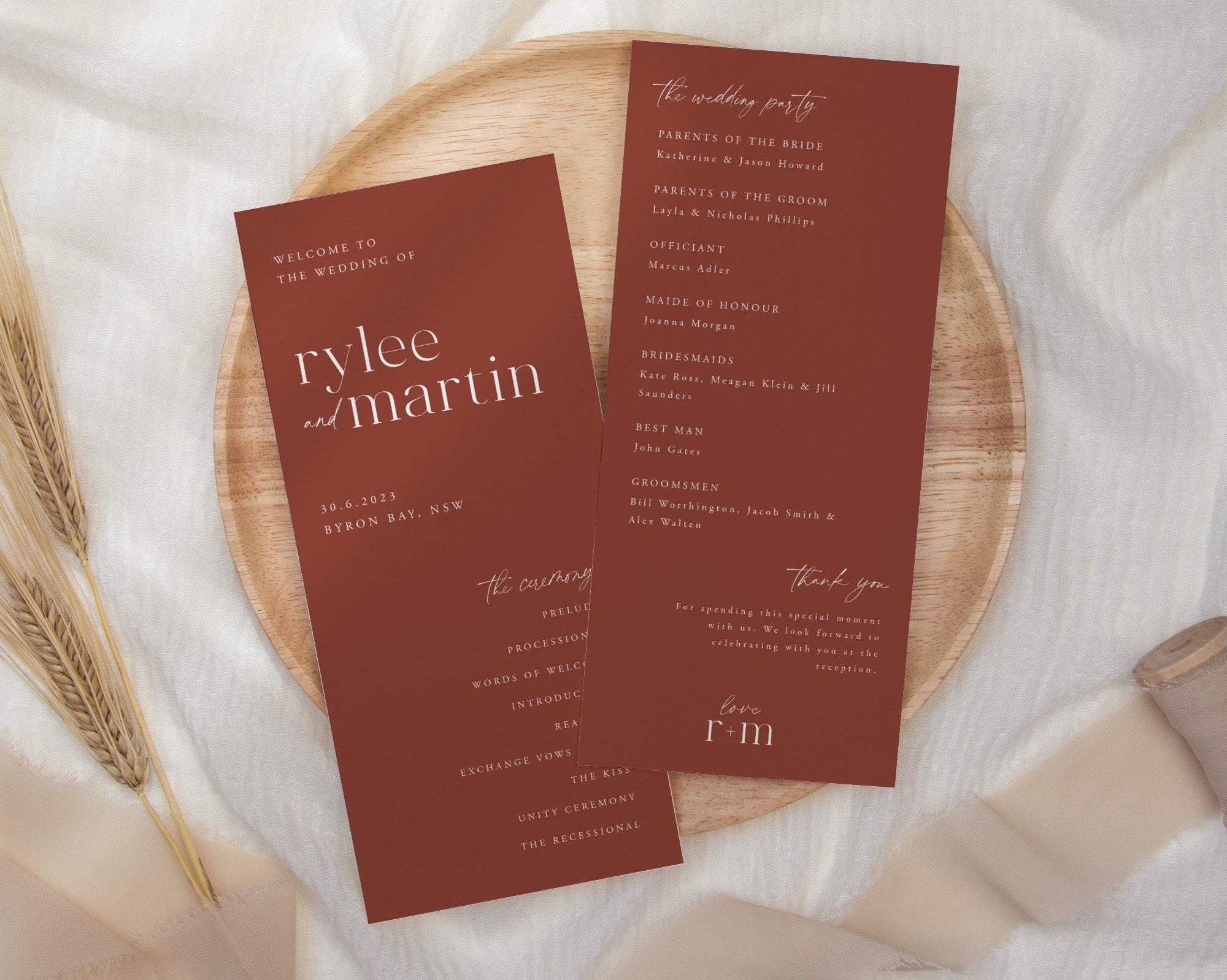 Modern Wedding Program Template: Minimalist Ceremony Order (editable ...