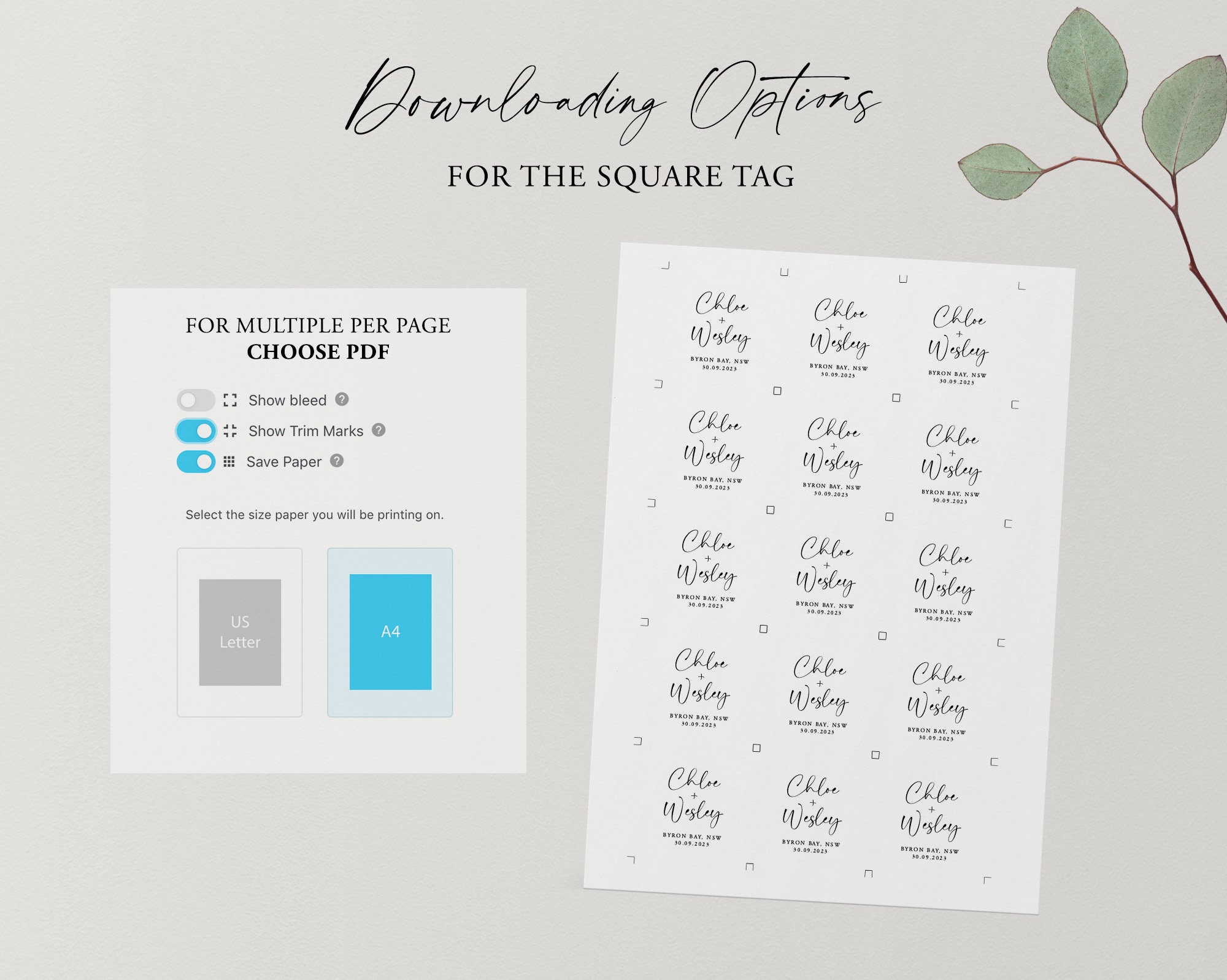 Square Wedding Gift Tags Minimalist Wedding Favour Tags - Etsy