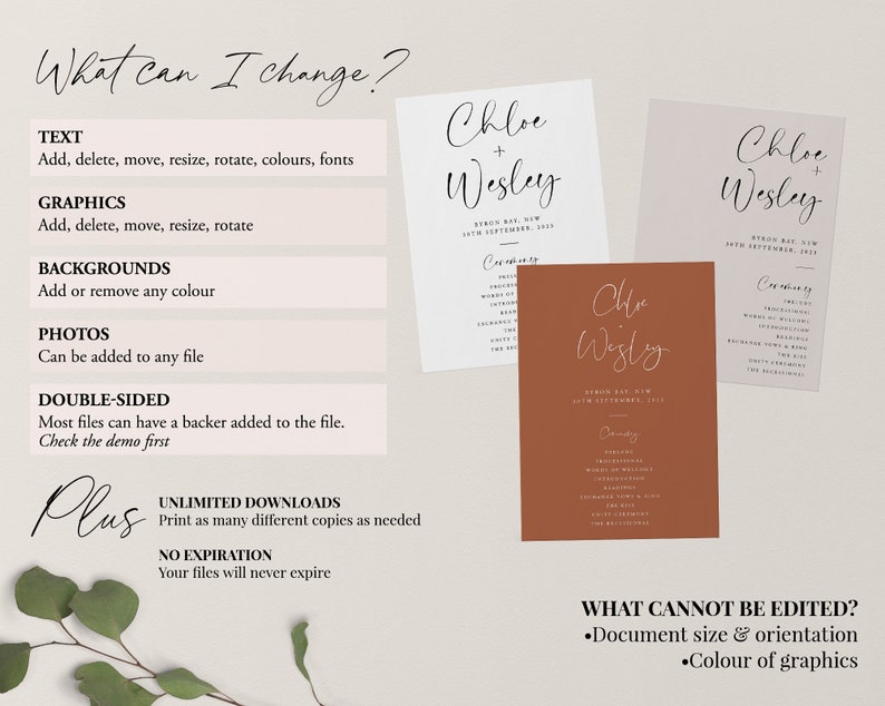 Simple Wedding Program Template Editable Ceremony Program | Etsy