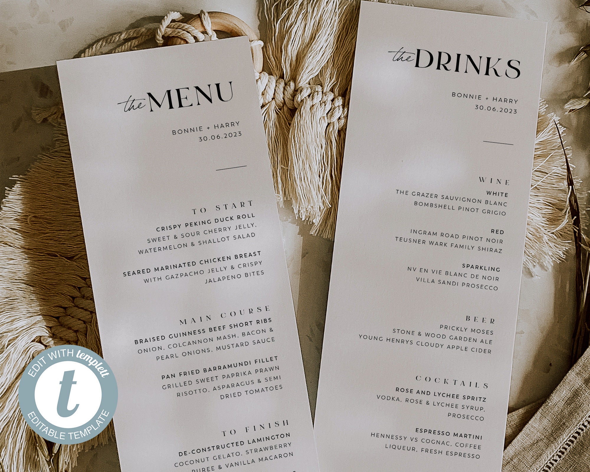 Minimal Wedding Menu Template Minimalist Wedding Menu Modern | Etsy