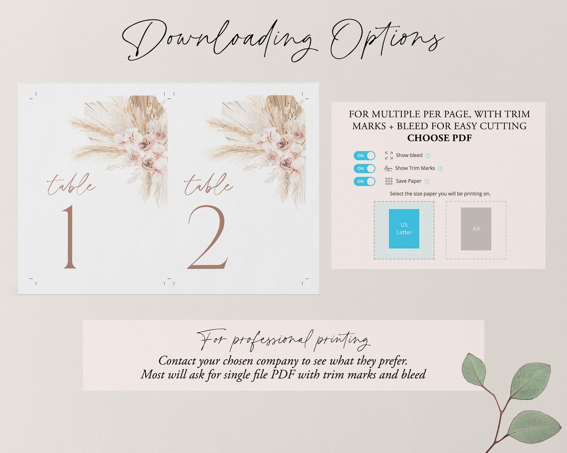 Boho Floral Wedding Table Numbers Template (printable 5x7, 4x6) - Etsy