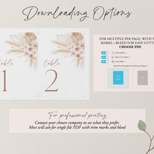 Printable Boho Table Numbers Template, Modern Wedding Table Numbers ...