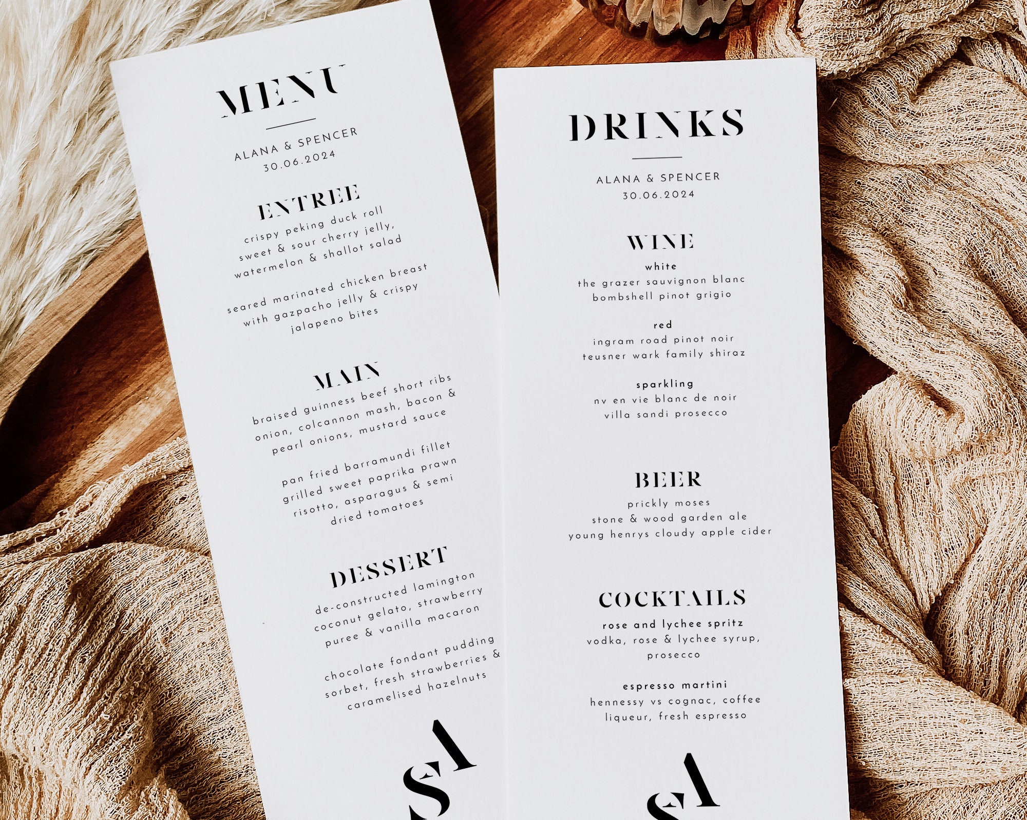 Minimal Wedding Menu Template Minimalist Wedding Menu Modern | Etsy