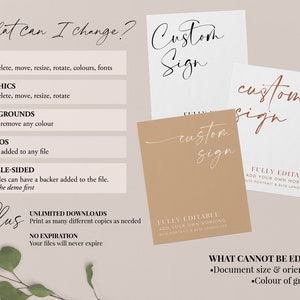 Editable Sign Template, 8x10 Printable Sign, Custom Sign Wedding ...