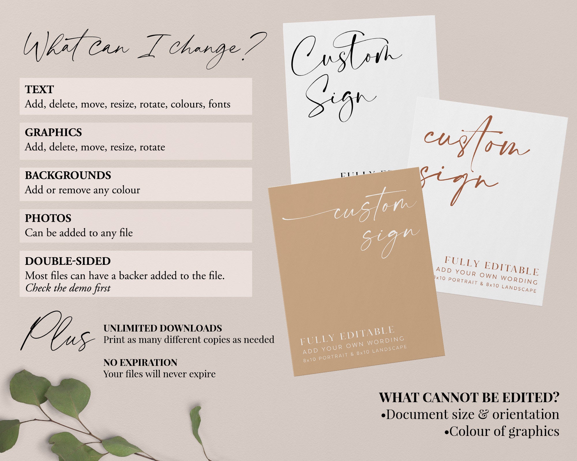 Editable Sign Template 8x10 Printable Sign Custom Sign | Etsy