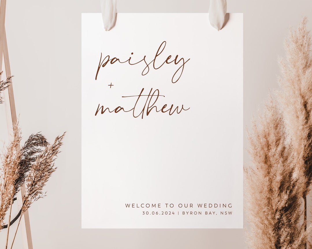 Minimal Wedding Welcome Sign Template, Modern Calligraphy Sign ...