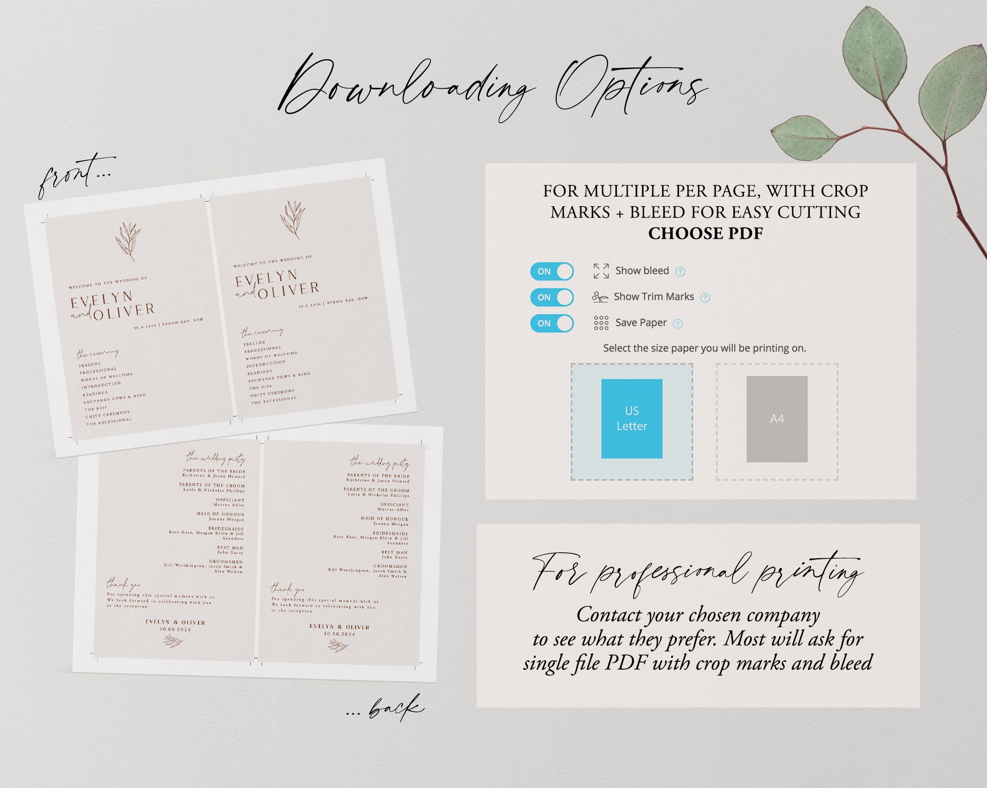 Boho Wedding Program Template Modern Wedding Program - Etsy