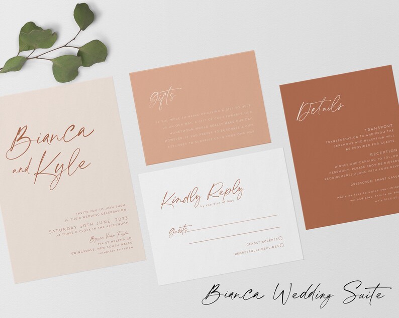 Minimal Wedding Invitation Template Set Wedding Instant - Etsy