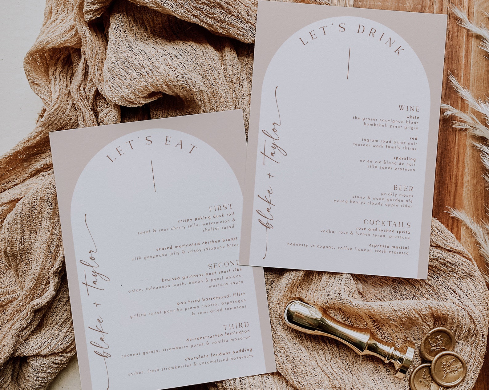 Arch Wedding Menu Template Minimalist Wedding Menu Modern | Etsy