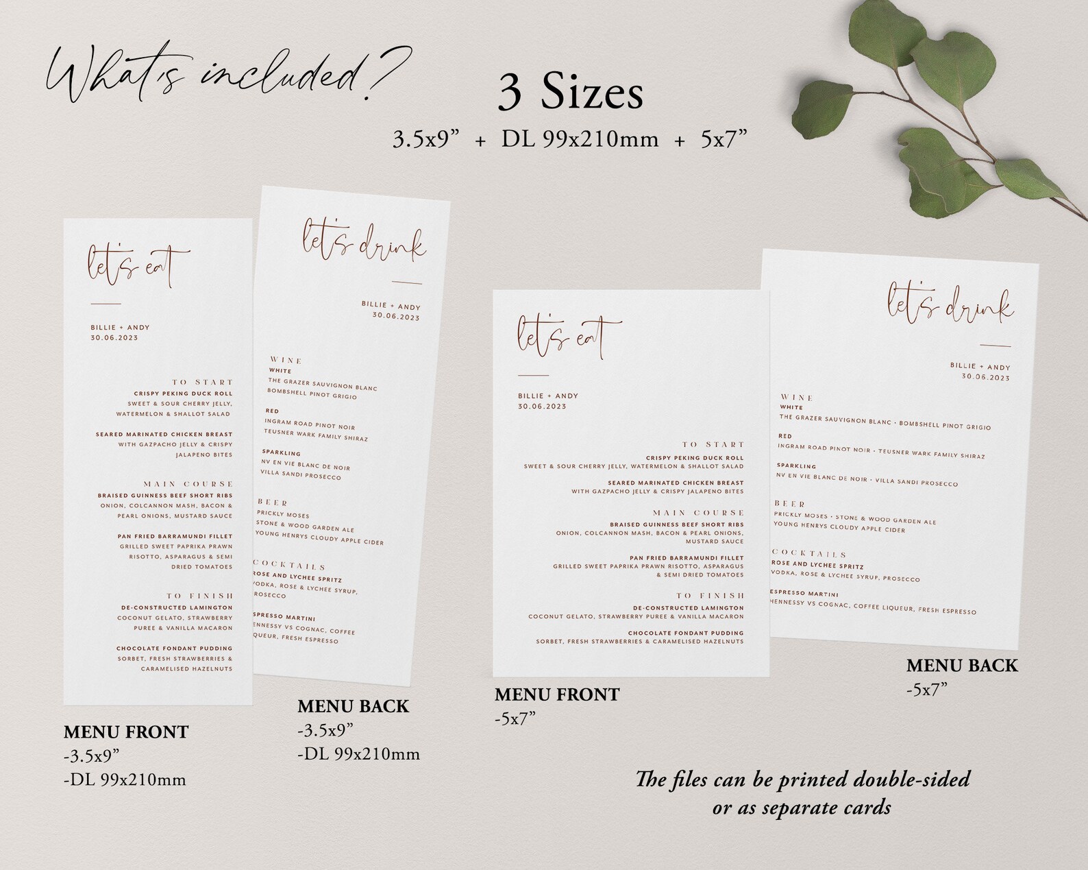 Minimal Wedding Menu Template Minimalist Wedding Menu Modern | Etsy