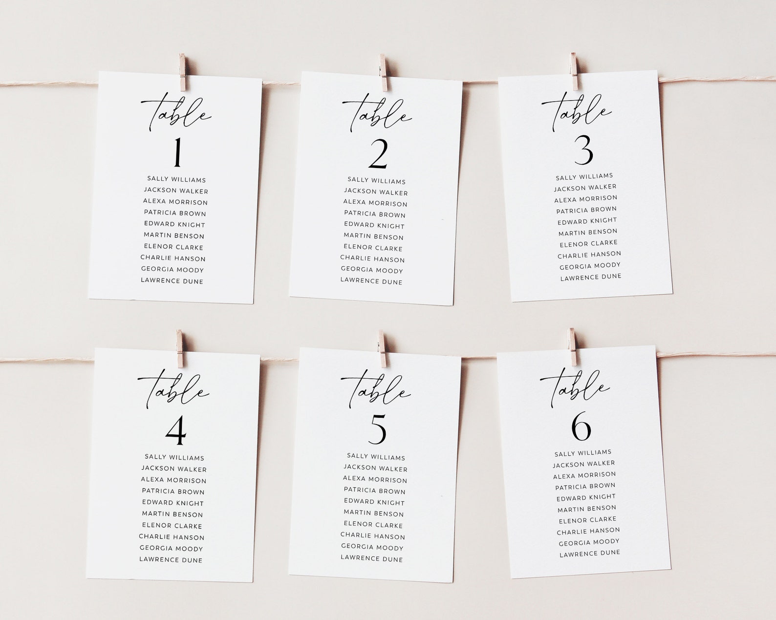 Wedding Seating Chart Card Template Minimalist Wedding - Etsy
