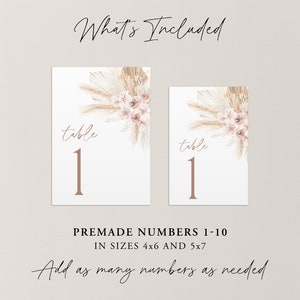 Printable Boho Table Numbers Template, Modern Wedding Table Numbers ...