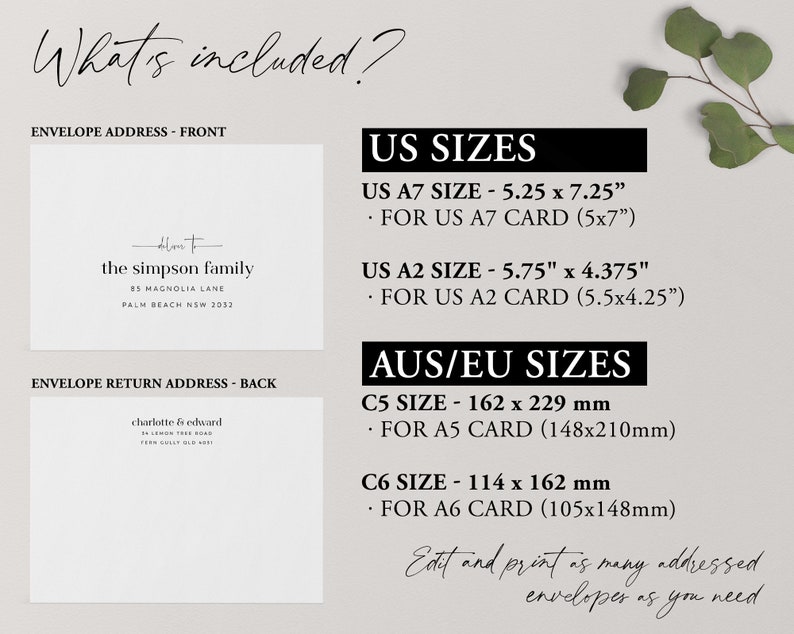 Envelope Template Printable Envelope Address Template Modern | Etsy