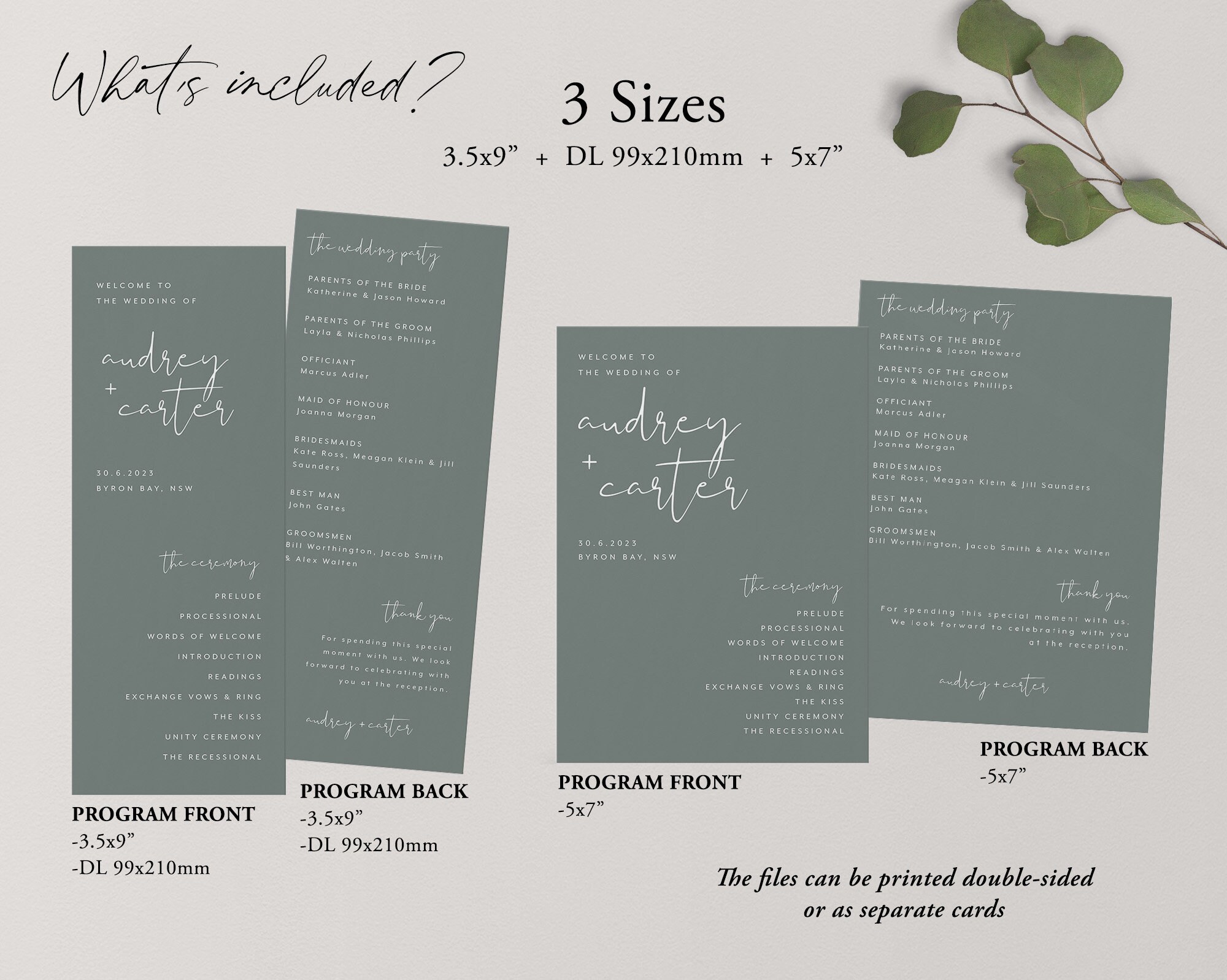 Modern Wedding Program Template Editable Wedding Program - Etsy