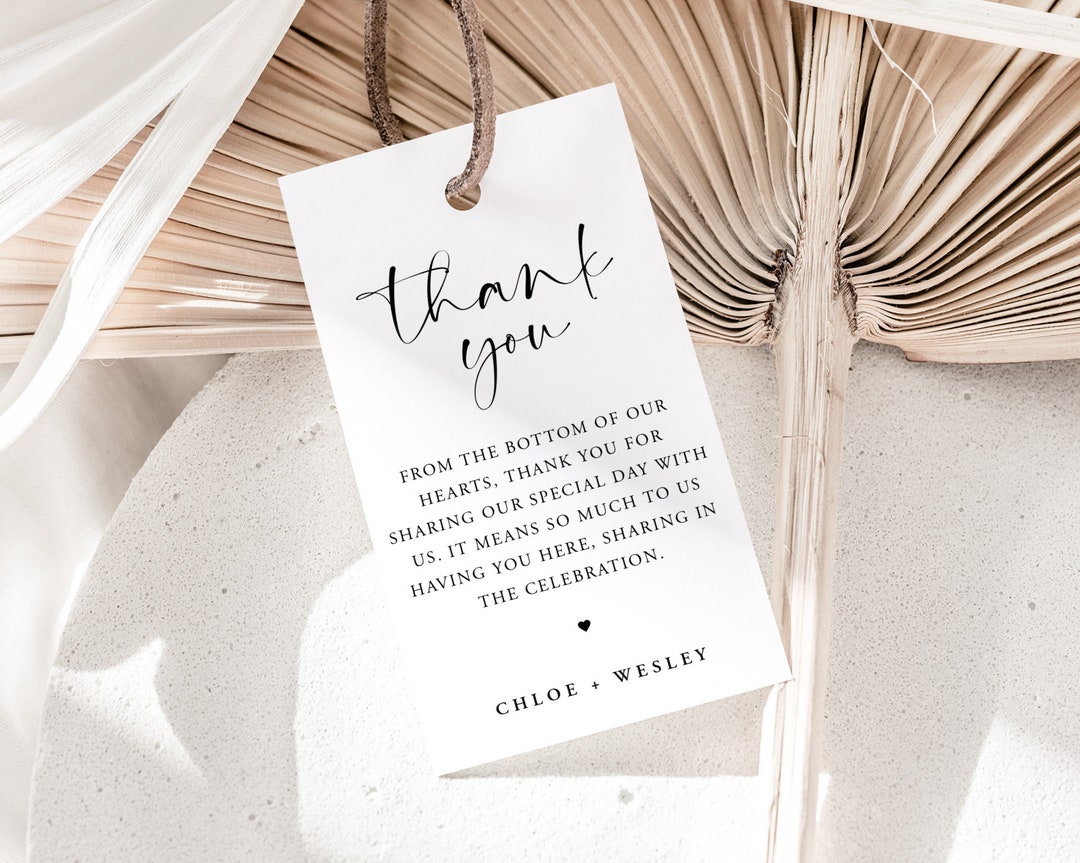 Thank You Wedding Tags, Wedding Favor Tags, Thank You Tags, Printable ...