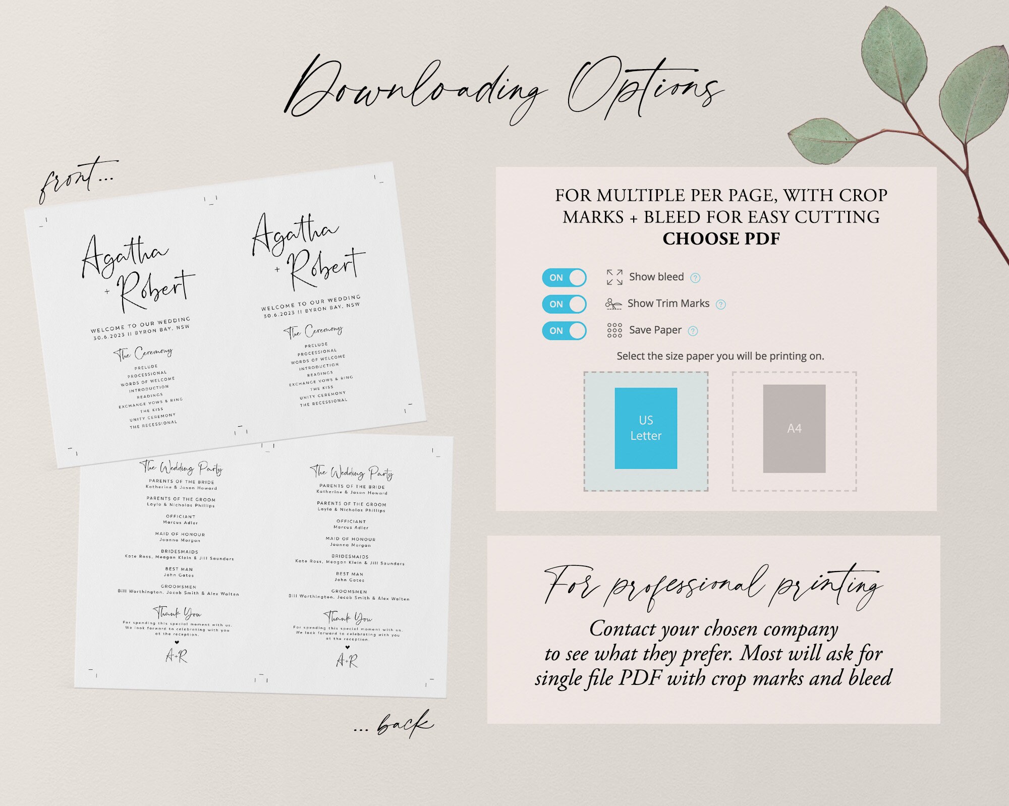 Minimalist Wedding Program Template Modern Wedding Program - Etsy