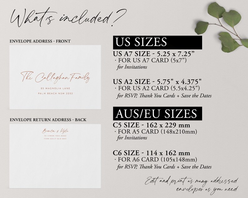 Envelope Template Printable Envelope Address Template Modern | Etsy