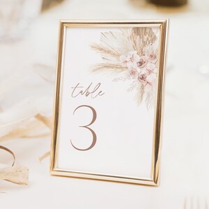 Printable Boho Table Numbers Template, Modern Wedding Table Numbers ...