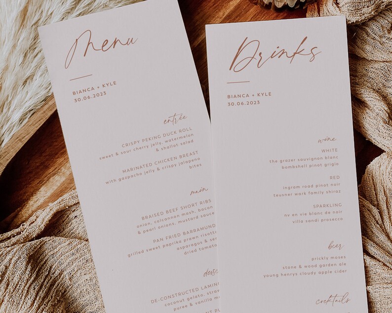 Minimal Wedding Menu Template Minimalist Wedding Menu Modern - Etsy