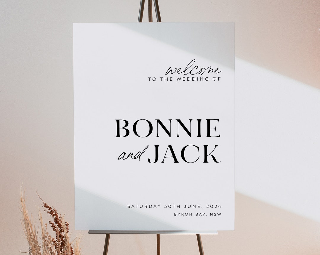 Minimalist Wedding Welcome Sign Template, Modern Calligraphy Sign ...