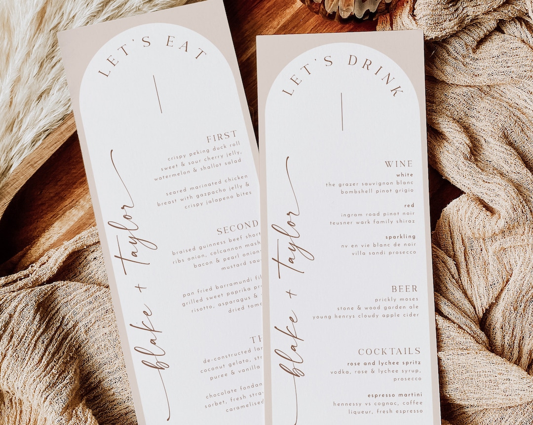 Arch Wedding Menu Template, Minimalist Wedding Menu, Modern Wedding ...