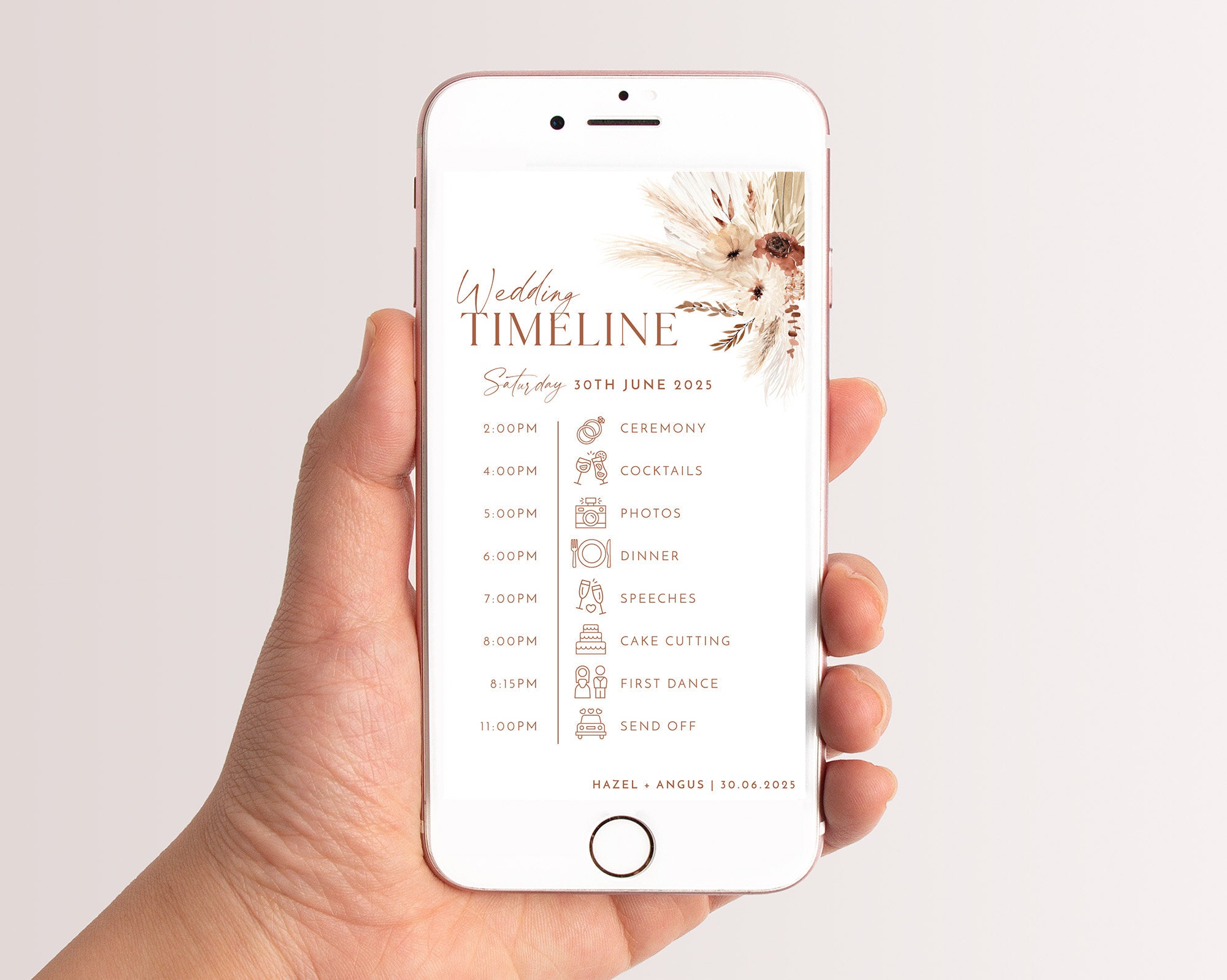 Phone Timeline Template Wedding Timeline Order of Events for - Etsy
