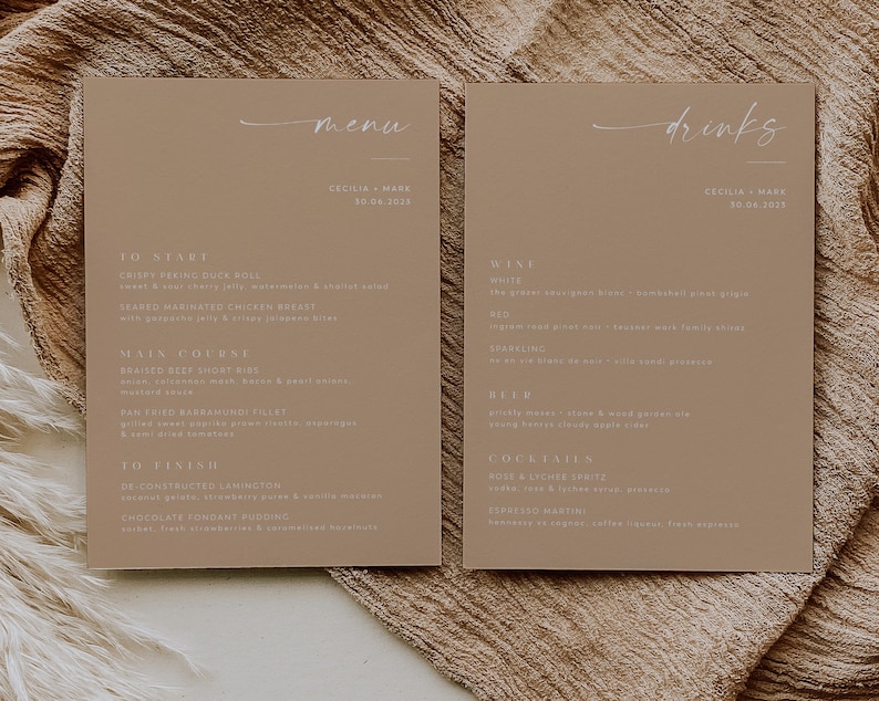 Minimal Wedding Menu Template Minimalist Wedding Menu Modern - Etsy