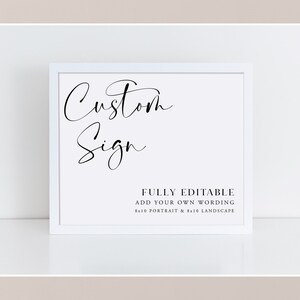 Editable Sign Template, 8x10 Printable Sign, Custom Sign Wedding ...
