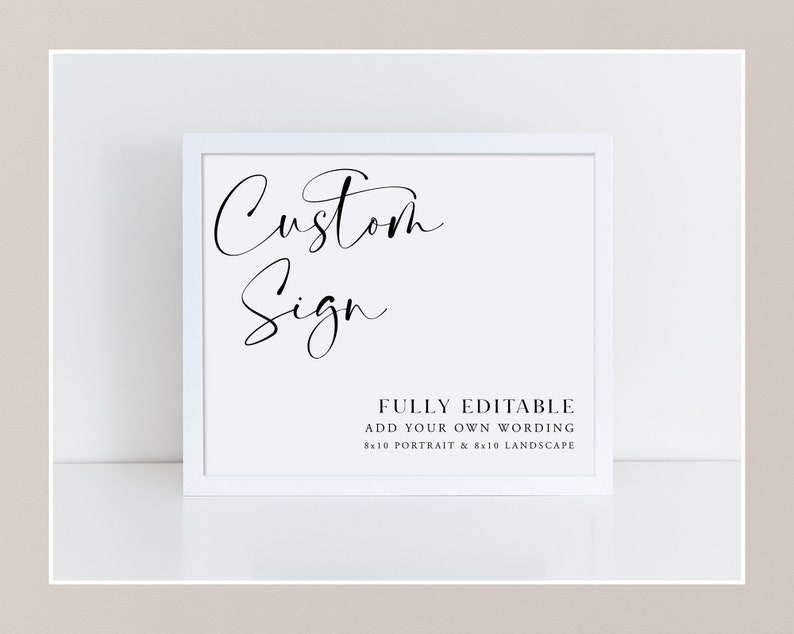 Editable Sign Template 8x10 Printable Sign Custom Sign - Etsy