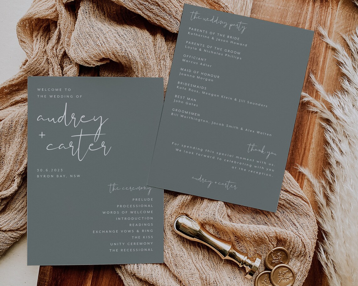 Modern Wedding Program Template Editable Wedding Program - Etsy