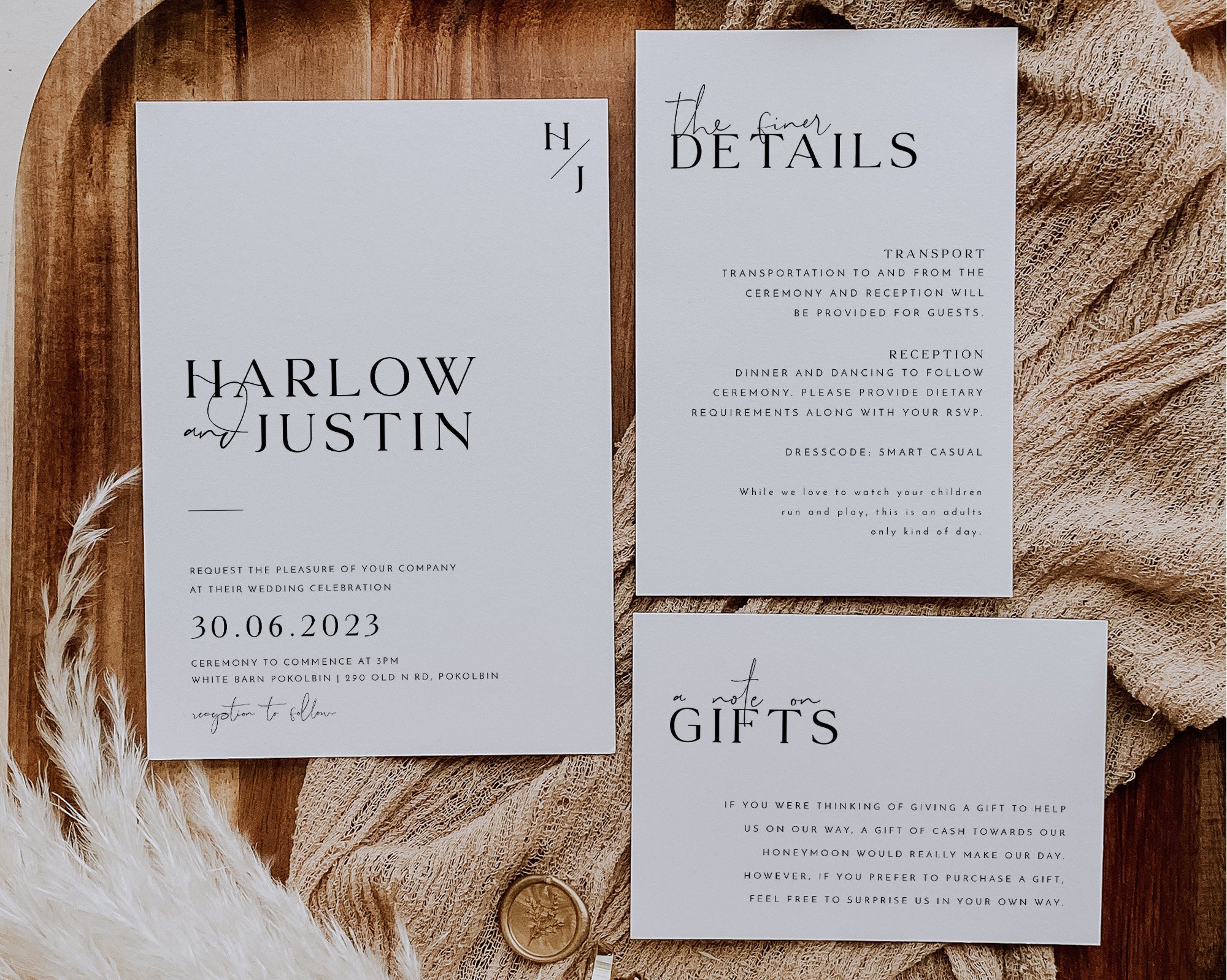 Minimalist Wedding Invitation Template Set Wedding Invitation Etsy