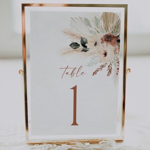 Printable Boho Table Numbers Template, Modern Wedding Table Numbers ...