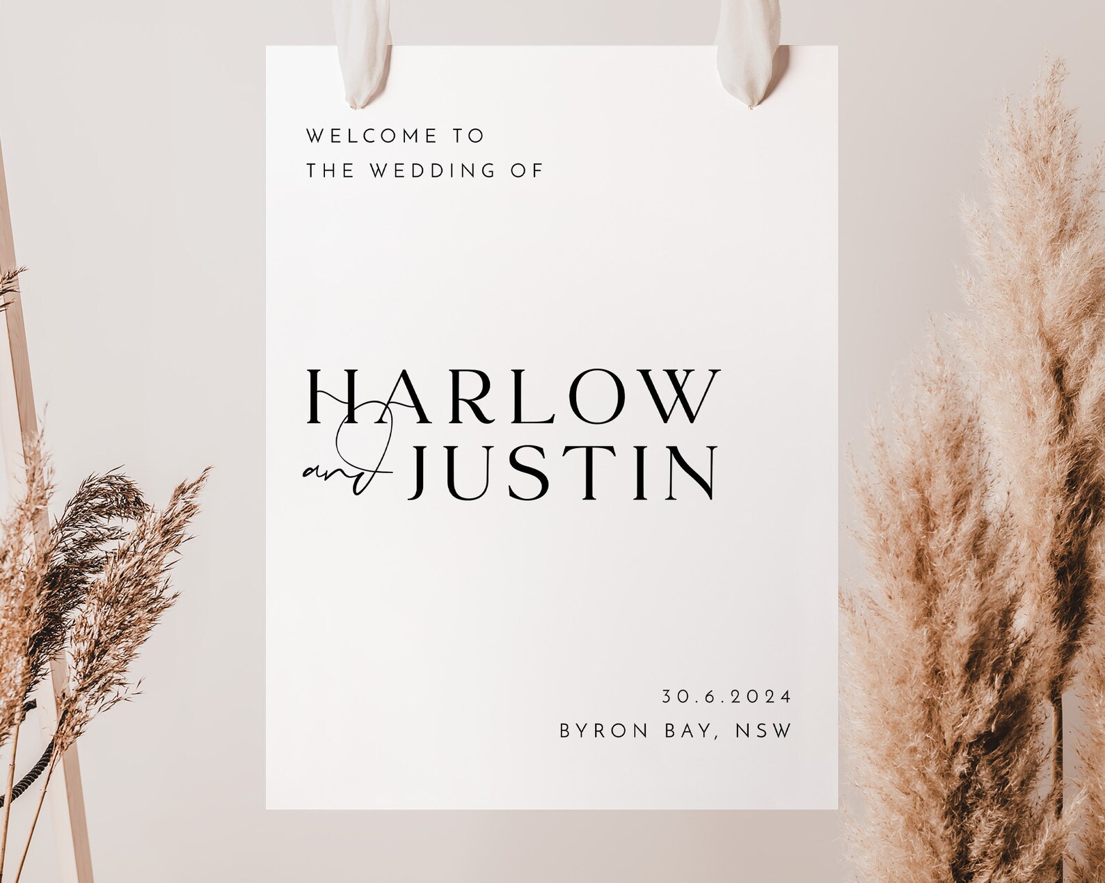 Minimalist Wedding Welcome Sign Template Modern Calligraphy - Etsy