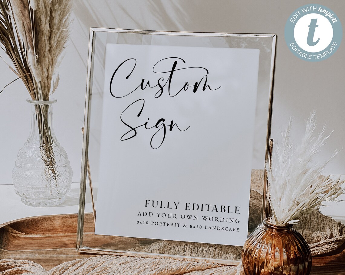 Editable Sign Template 8x10 Printable Sign Custom Sign - Etsy