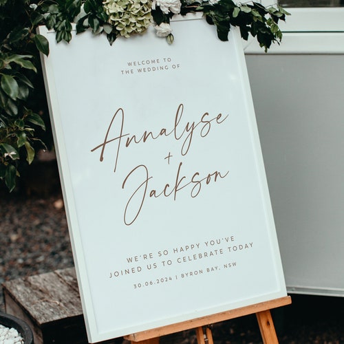 Minimal Wedding Welcome Sign Template Modern Calligraphy | Etsy