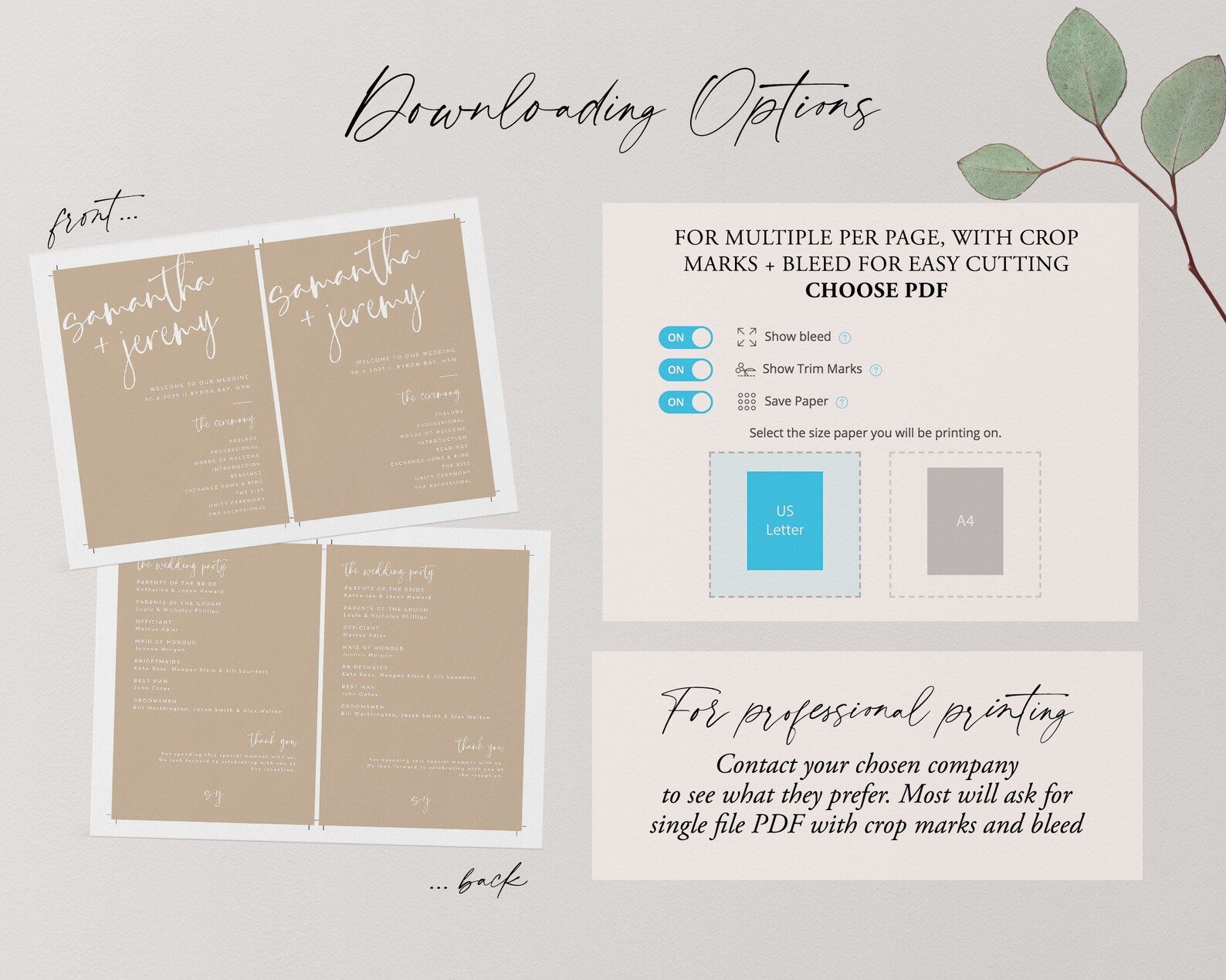 Modern Wedding Program Template Wedding Ceremony Program | Etsy