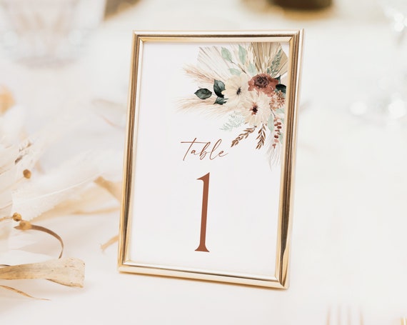 Printable Boho Table Numbers Template Modern Wedding Table | Etsy