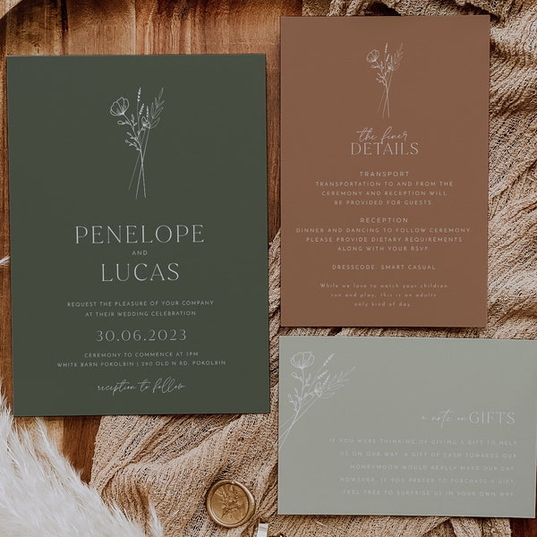 Botanical Invitation - Etsy