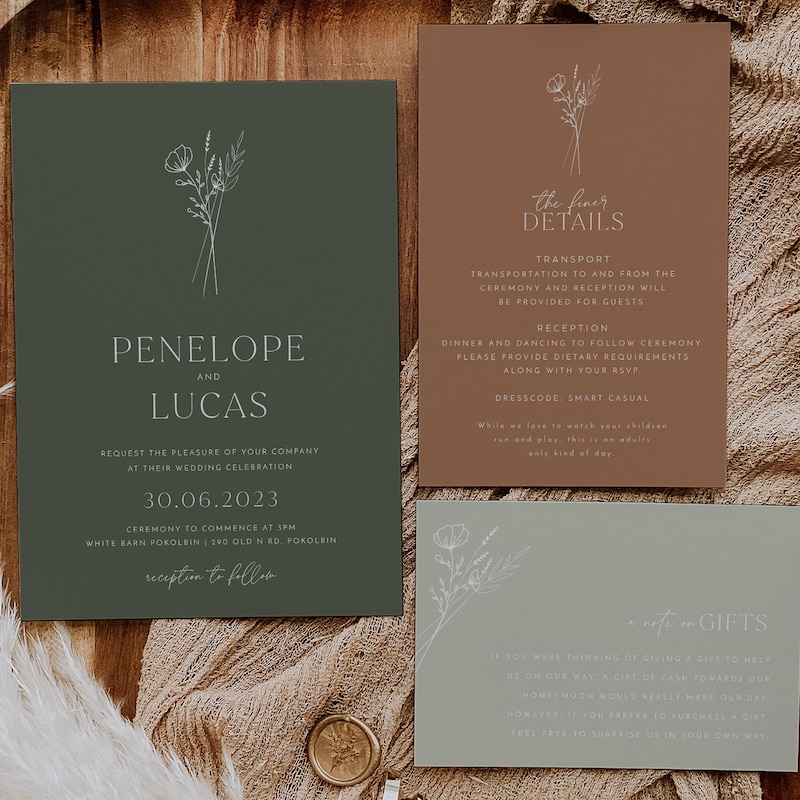 Botanical Invitation - Etsy