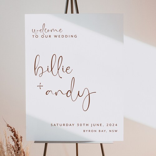 Minimal Wedding Welcome Sign Template Modern Calligraphy | Etsy