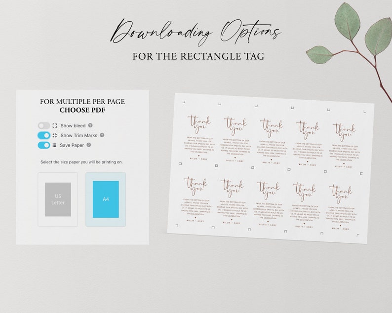 Rectangle Wedding Gift Tags Thank You Gift Tags for Wedding | Etsy