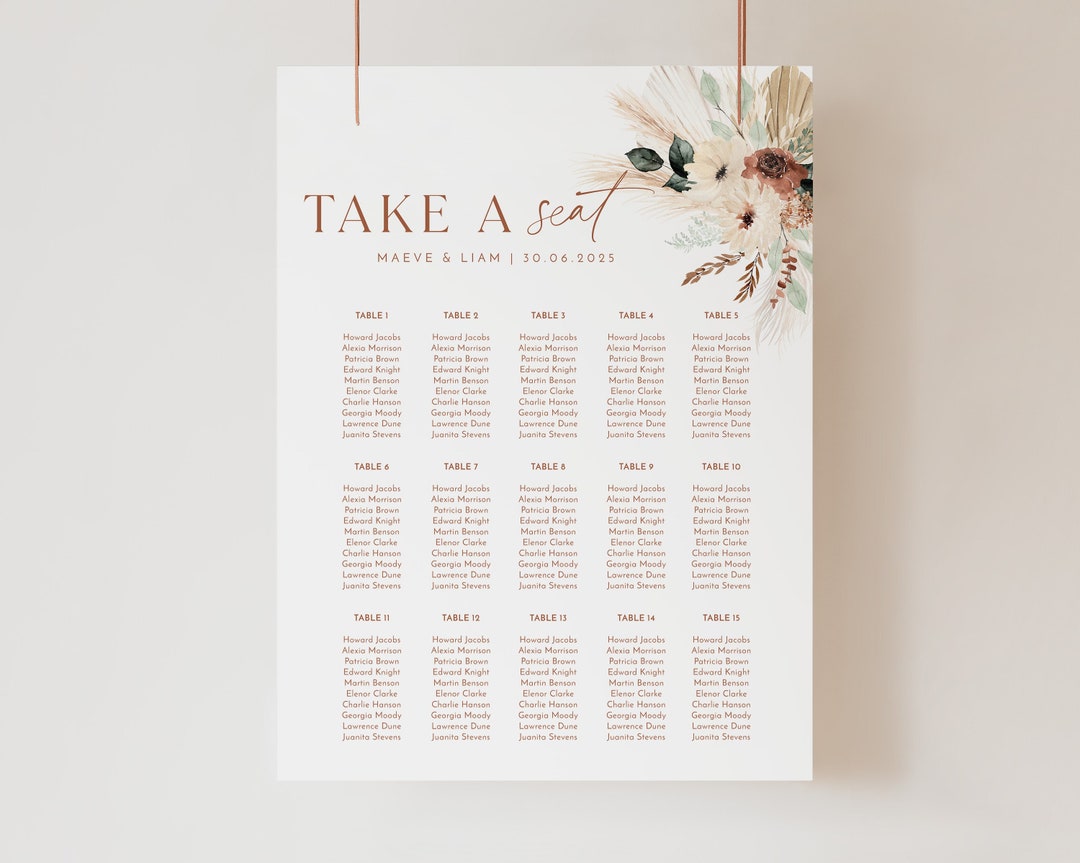 Boho Seating Chart, Wedding Seating Chart, Modern Seating Chart ...