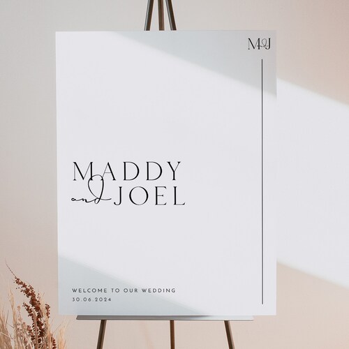 Minimal Wedding Welcome Sign Template Modern Calligraphy - Etsy