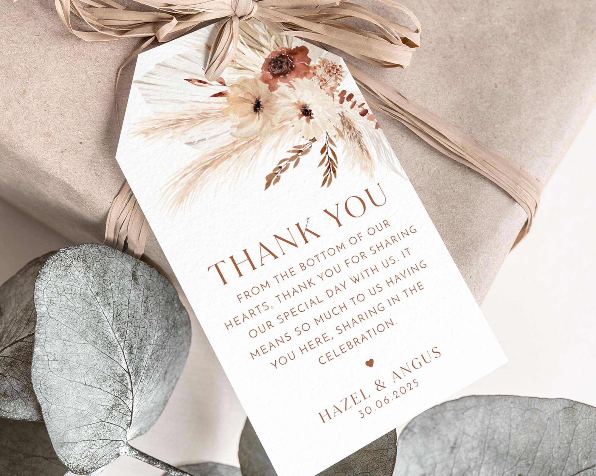 Boho Floral Wedding Favor Tag Template (digital Download) - Etsy