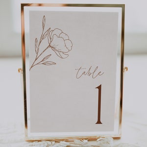 Printable Table Numbers Template, Modern Wedding Table Numbers ...