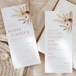 Boho Wedding Program Template, Modern Wedding Program, Minimalist Program, Editable Programs ...