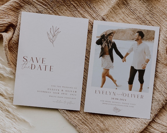 Minimalist Wedding Save the Date Boho Wedding Invitation Modern ...