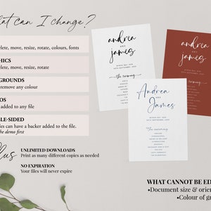 Minimalist Wedding Program, Wedding Program Template, Modern Order of ...