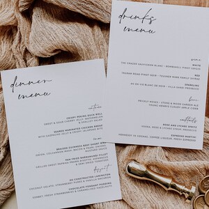 Minimal Wedding Menu Template, Minimalist Wedding Menu, Modern Wedding ...
