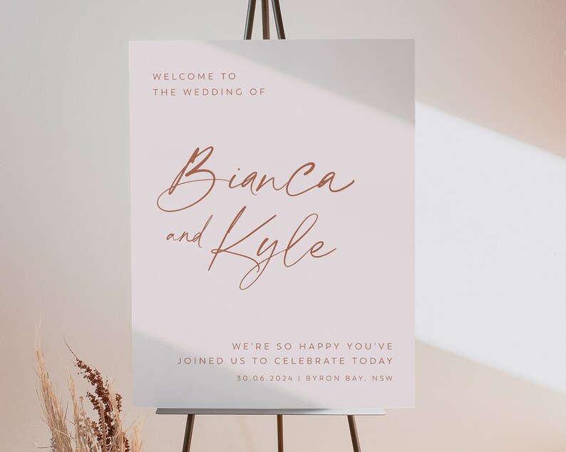 Minimal Wedding Welcome Sign Template Modern Calligraphy | Etsy